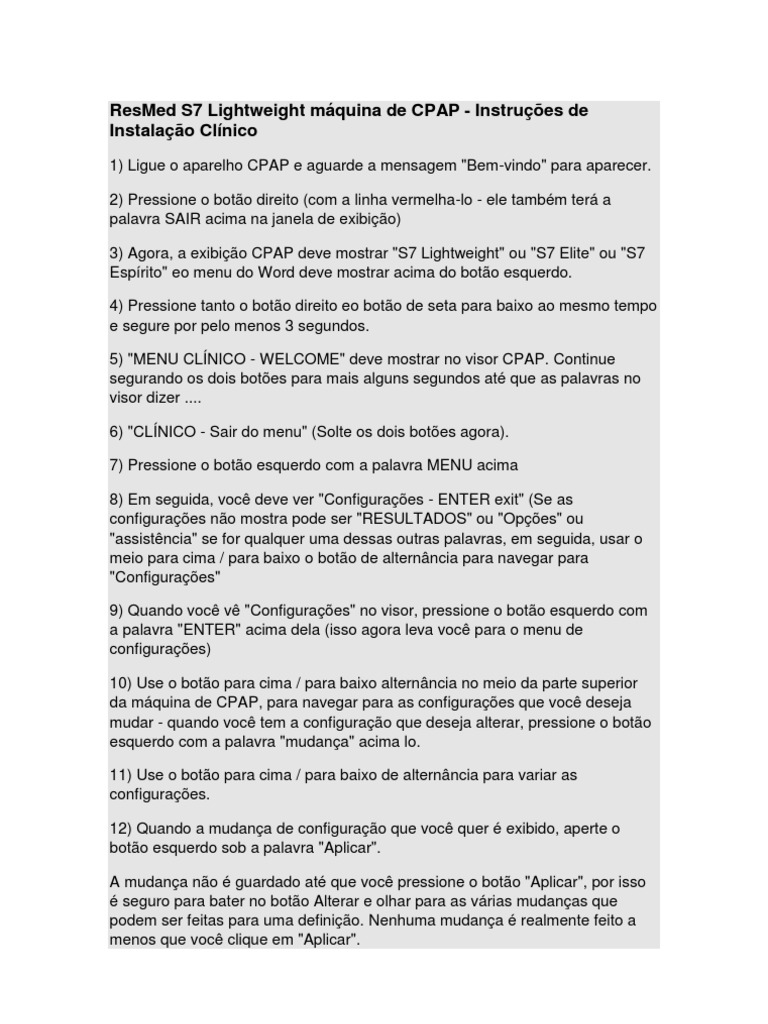 ResMed S7 Lightweight Máquina de CPAP | PDF | Carreira e Crescimento ...