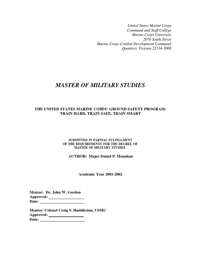 USMC Training | PDF | United States Marine Corps | Risk