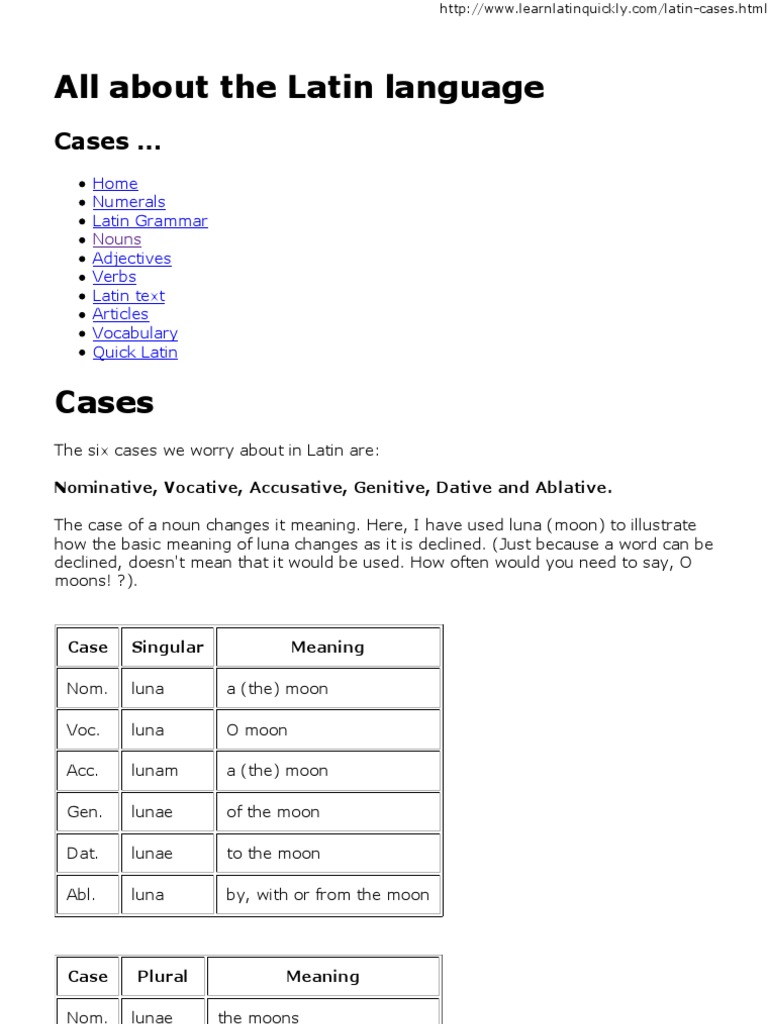 Latin Case System | PDF | Language Arts & Discipline