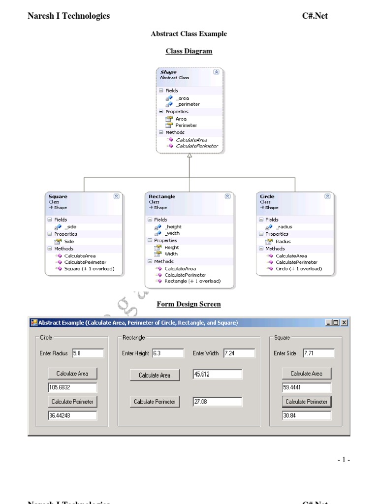 Abstract Class Example Class Diagram | PDF | Circle | Java (Programming ...