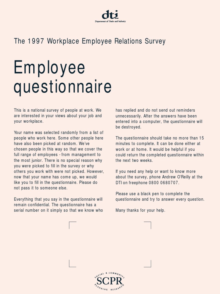 Questionnaire On Job Satisfaction | PDF | Working Time | Employment