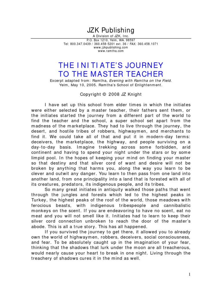 Ramtha: The Initiate's Journey To The Master Teacher | PDF | Religion ...
