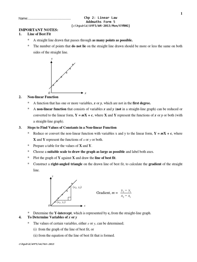 CHP 2 Linear Law (AddMaths Form 5) | PDF | Line (Geometry) | Linearity