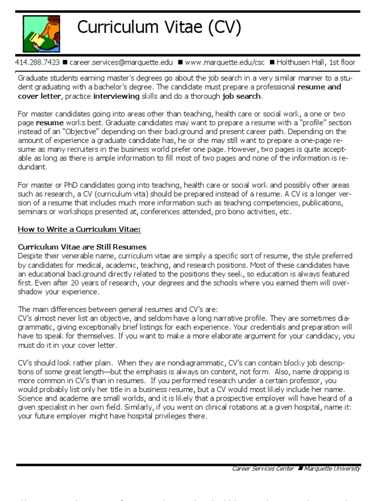 Writing a Curriculum Vitae Guide | PDF | Résumé | Graduate School