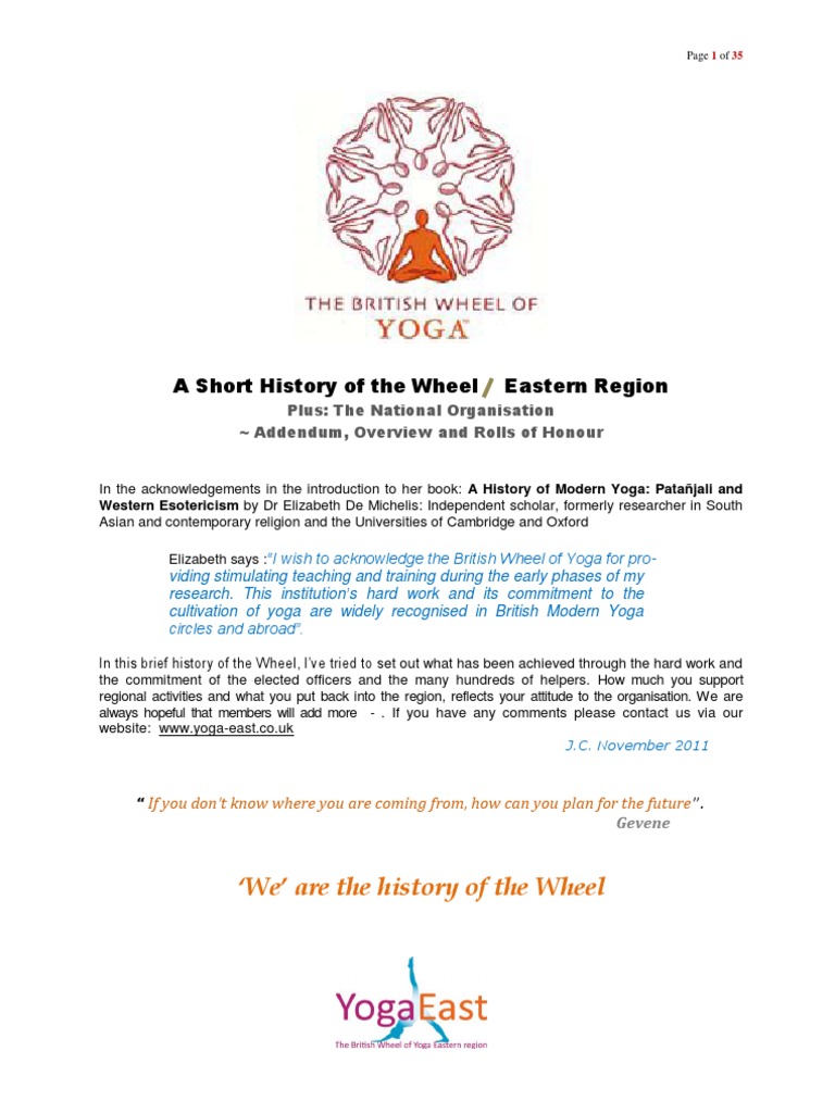 A History of The British Wheel of Yoga and Eastern Region | PDF ...