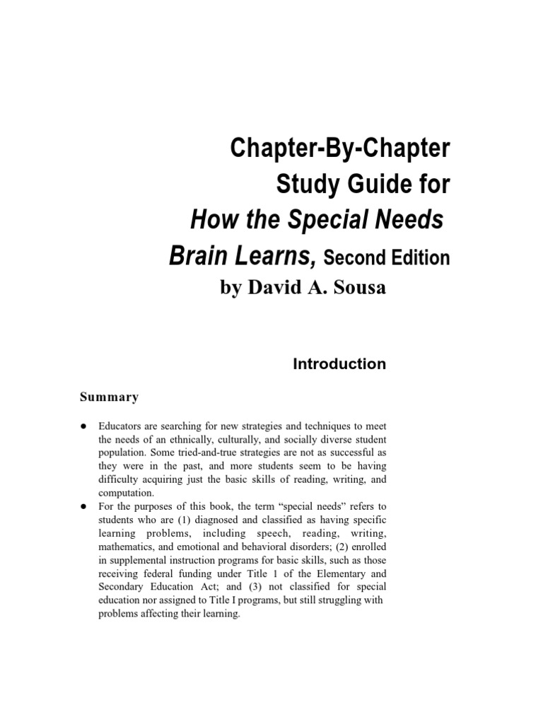 How The Special Needs Brain Learns,: Chapter-By-Chapter Study Guide For ...