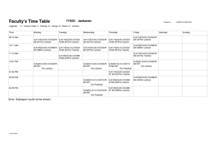 Faculty Schedule Overview | PDF