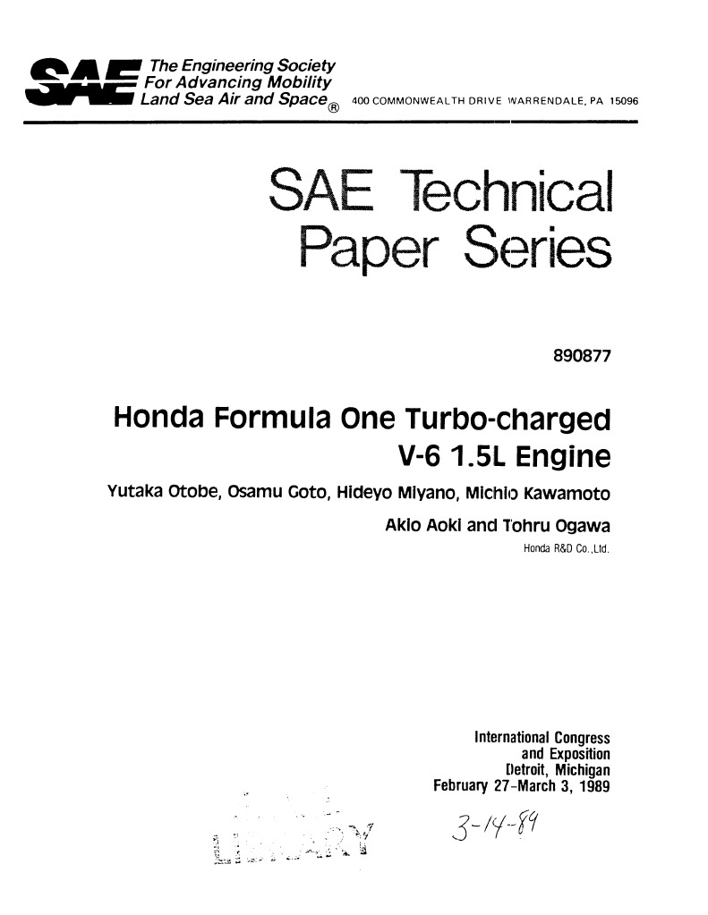 SAE Honda RA168E Engine | Honda | Formula One