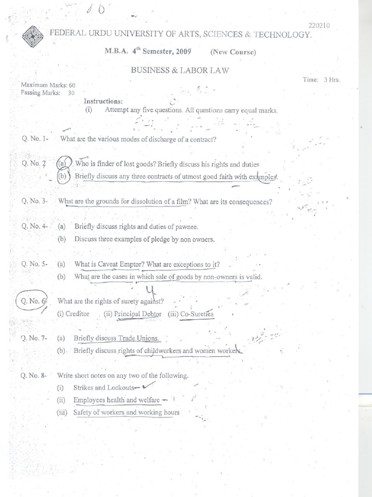 Business & Labor Law 2009 & 2011 | PDF | Guarantee | Employment