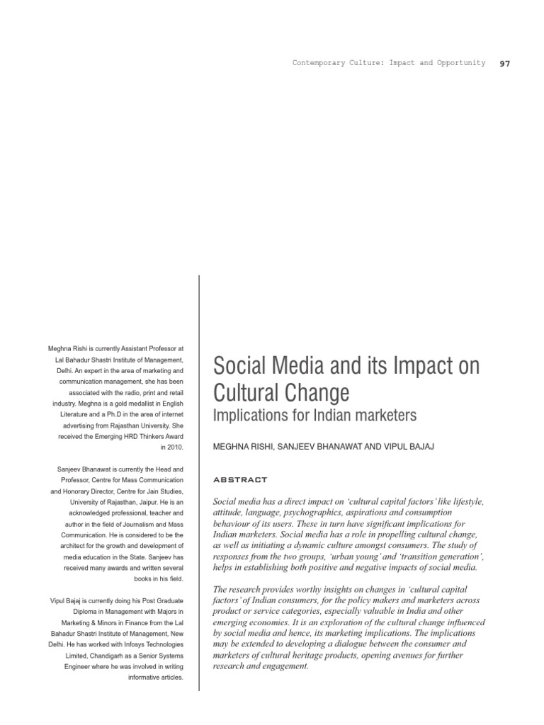 Social Media's Cultural Impact in India | PDF | Social Media | Popular ...