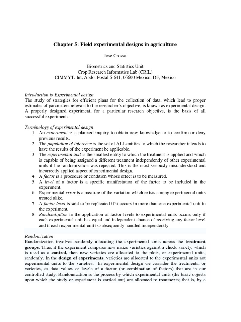 Field experimental designs in agriculture | Design Of Experiments ...