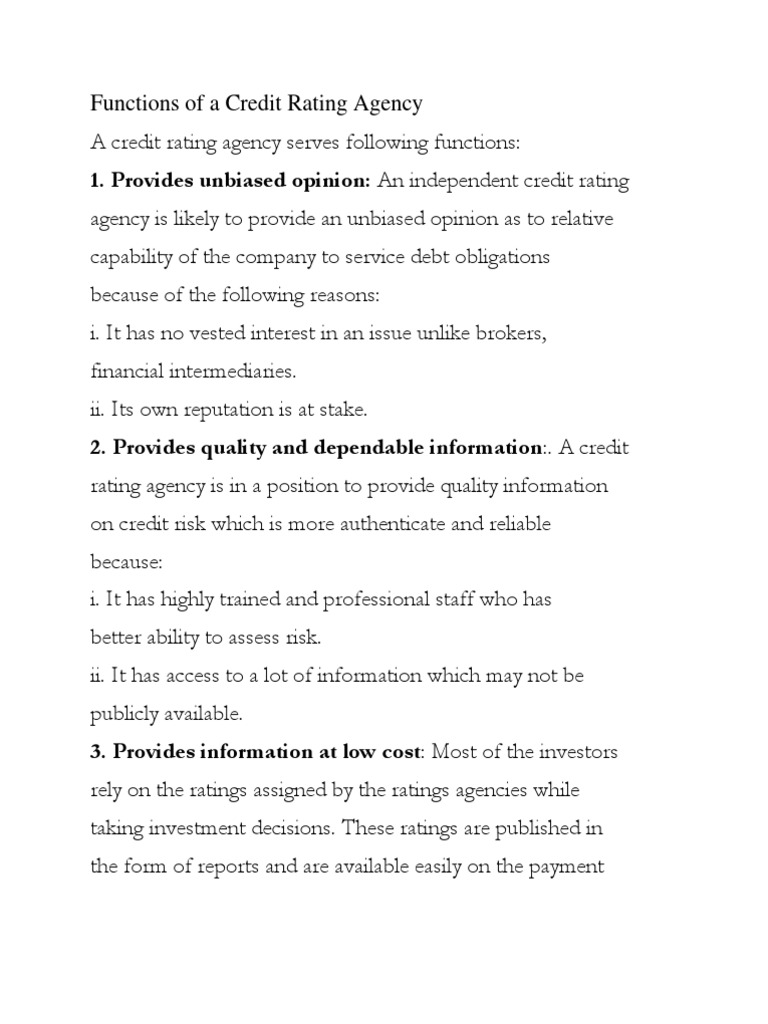 Functions of A Credit Rating Agency | PDF | Futures Contract | Option ...