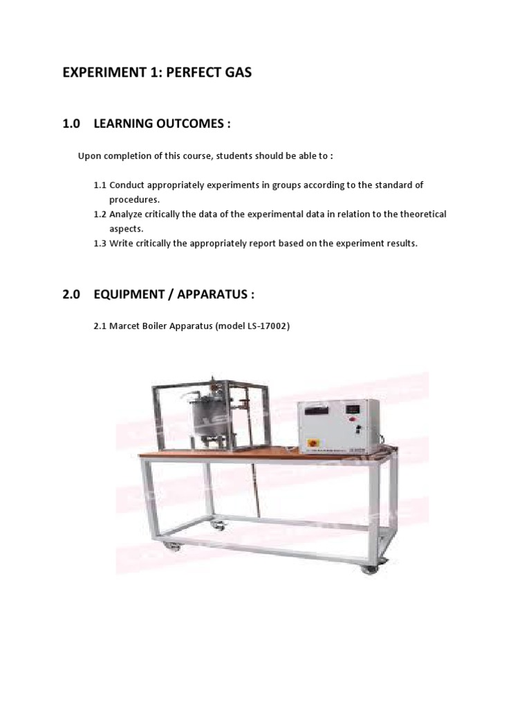 Perfect Gas Experiment: Pressure-Temperature Relationship | PDF ...