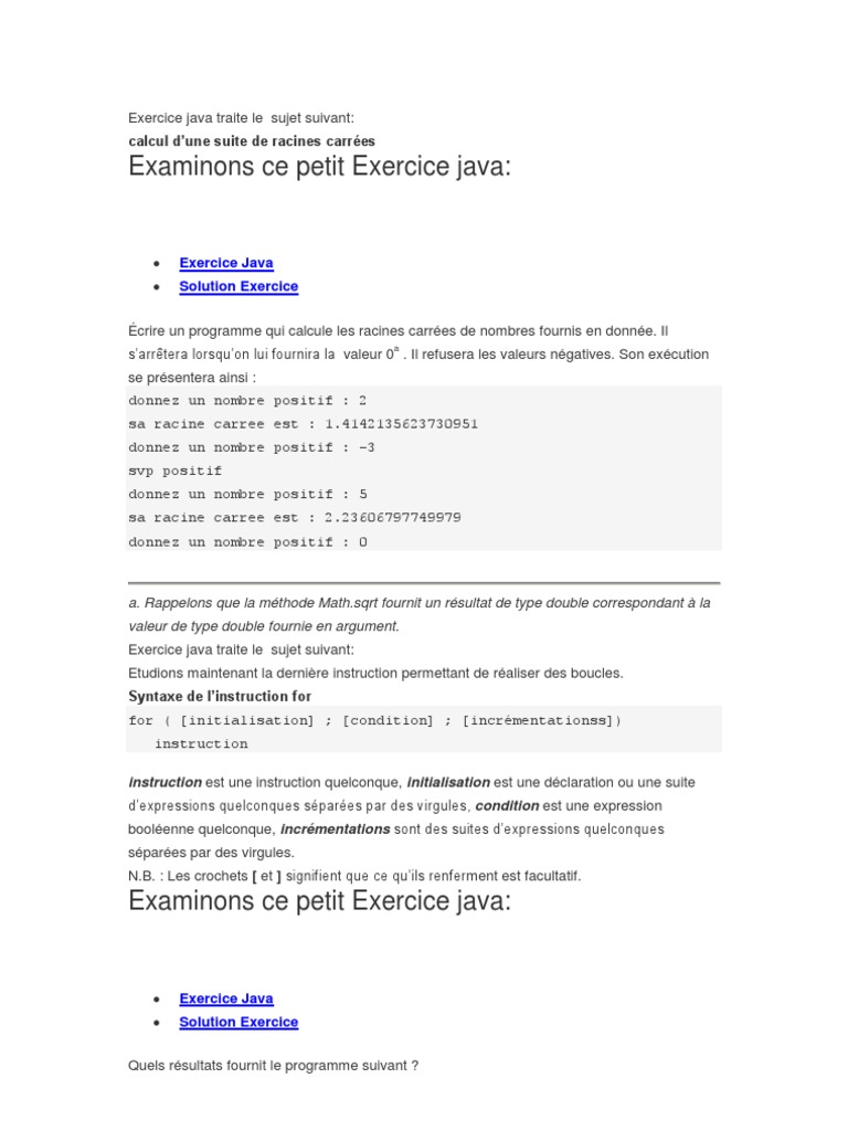 Exercice Java Traite Le | PDF