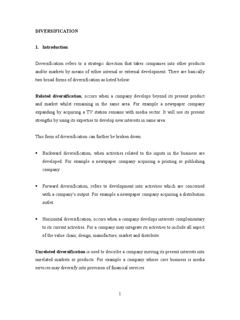 Diversification: Pros and Cons Explained | PDF | Diversification ...