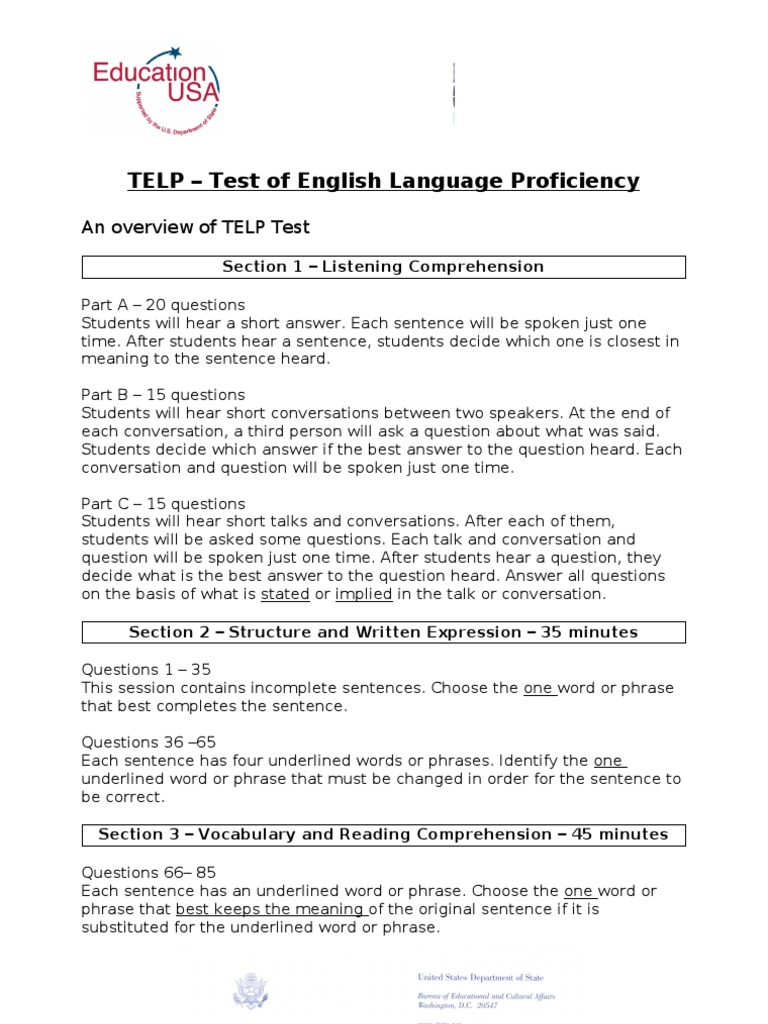 Telp - Guide | PDF | Test Of English As A Foreign Language | Question