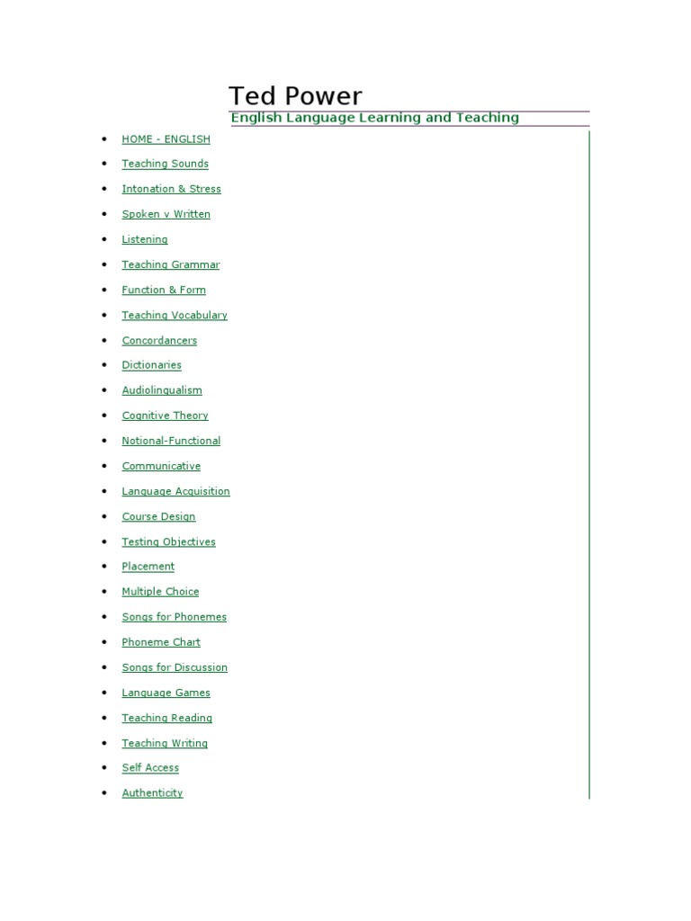 Ted Power: English Language Learning and Teaching | PDF | Second ...