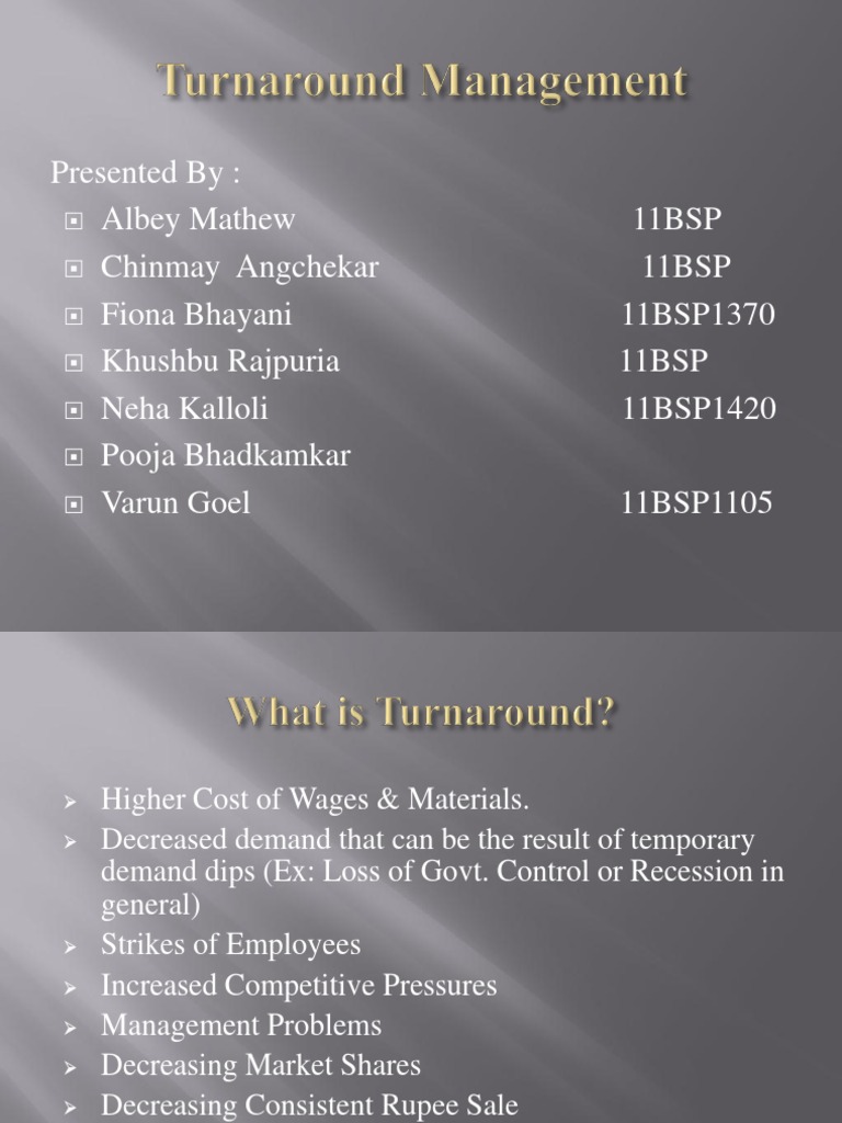 Turnaround Management | PDF | Mergers And Acquisitions | Revenue
