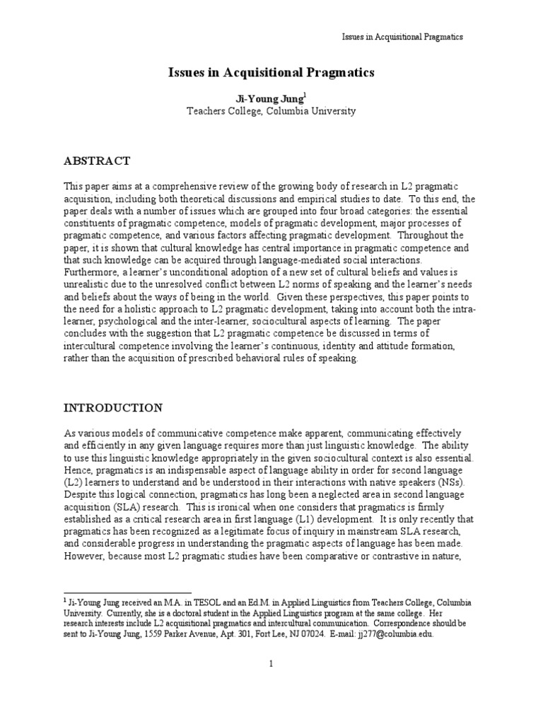 Pragmatics | PDF | Second Language Acquisition | Second Language