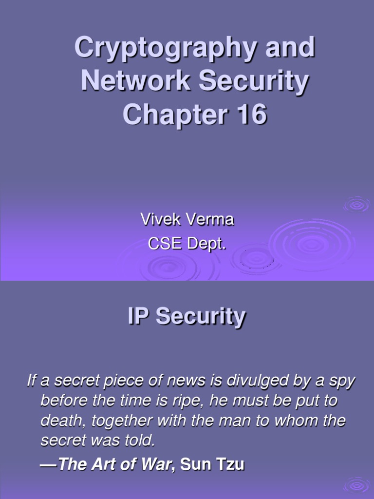 Cryptography and Network Security: Vivek Verma CSE Dept | PDF | Internet Protocols | Espionage ...