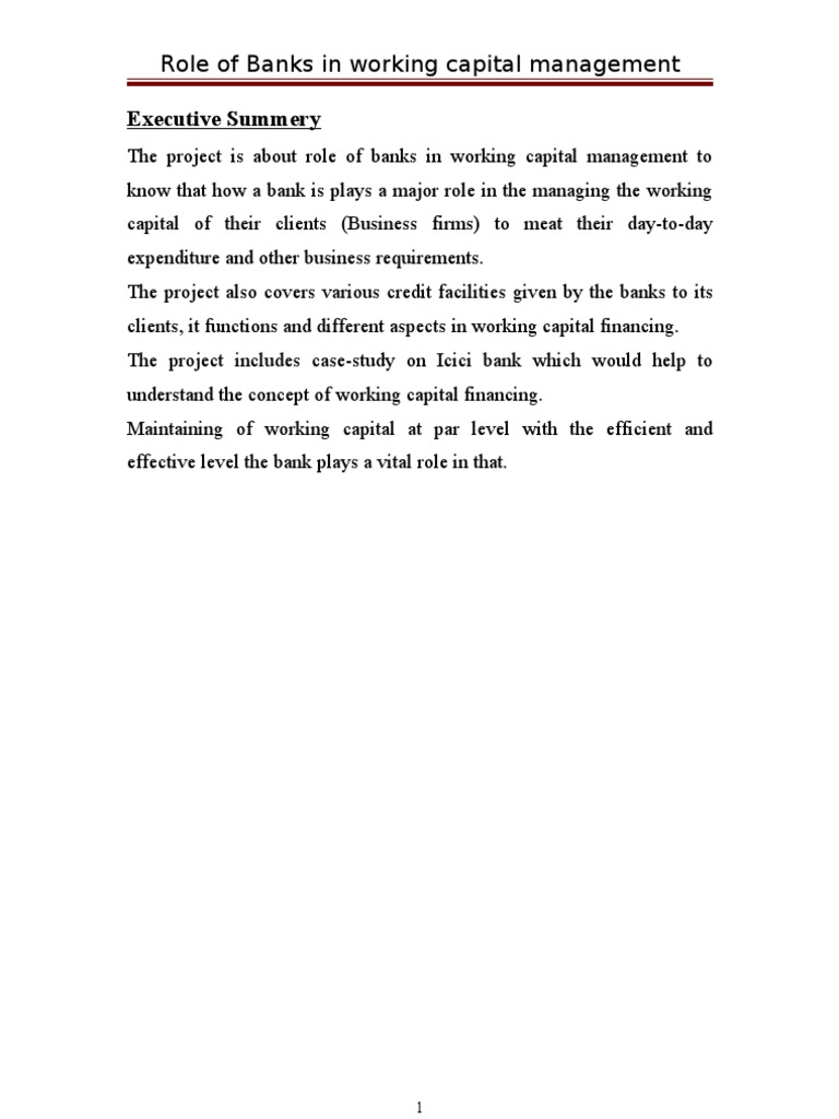 Banks' Role in Working Capital Management | PDF | Working Capital | Credit