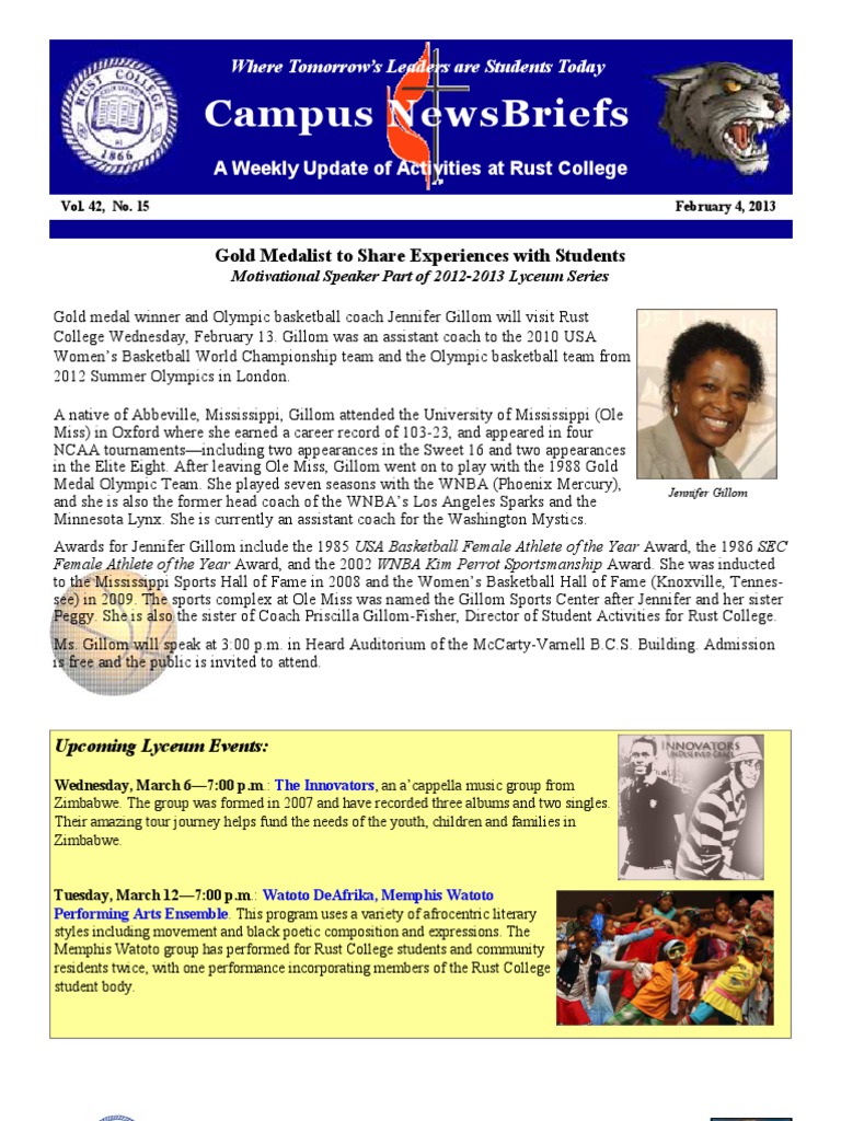 Rust College Campus NewsBriefs | PDF | Sports | Basketball