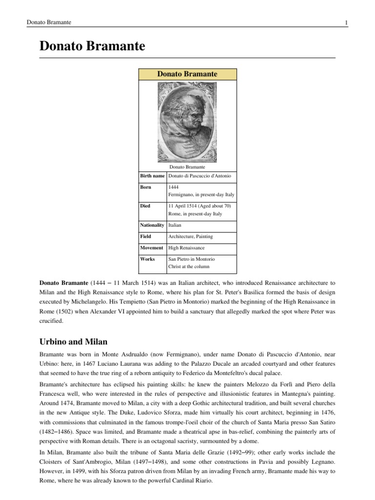 Bramante | PDF | Renaissance Art | Architectural Styles
