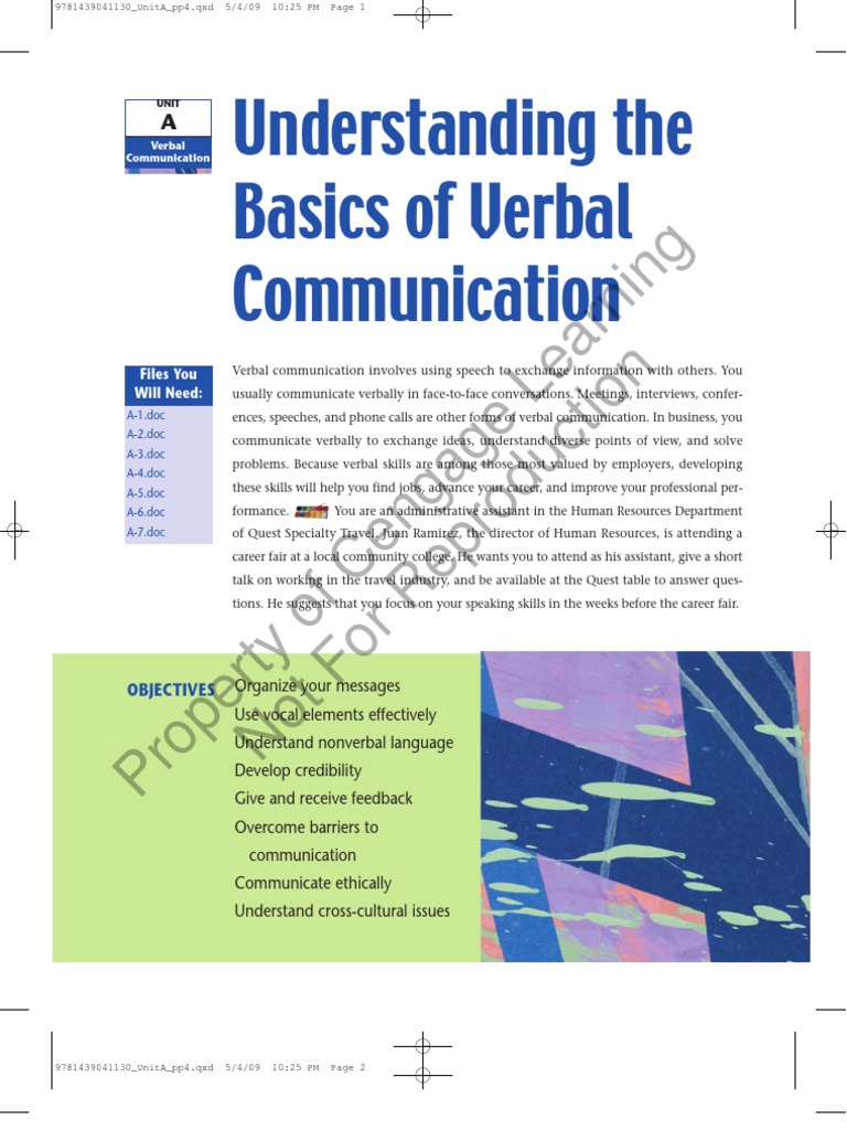 Mastering Verbal Communication Skills | PDF | Nonverbal Communication ...