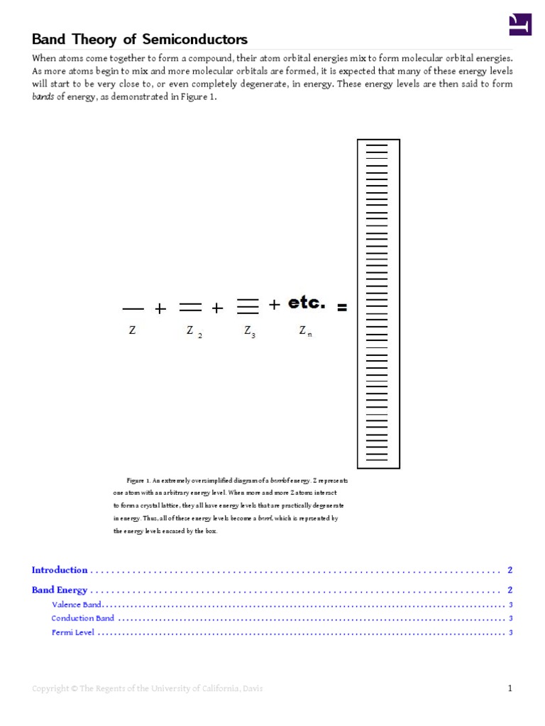Band Theory of Semiconductors | PDF | Semiconductors | Band Gap