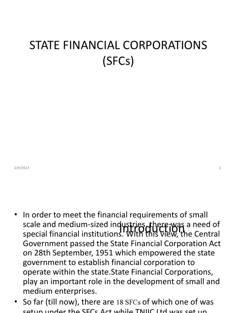 An Overview of State Financial Corporations in India: Their Role ...