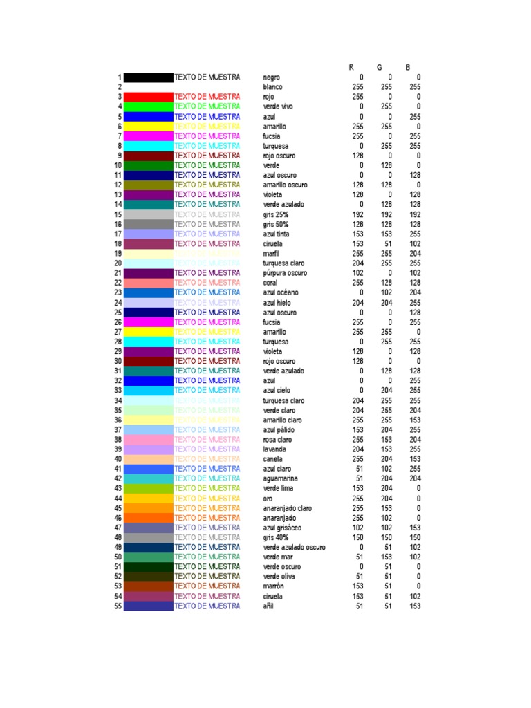 Color Index | PDF | Verde | Azul