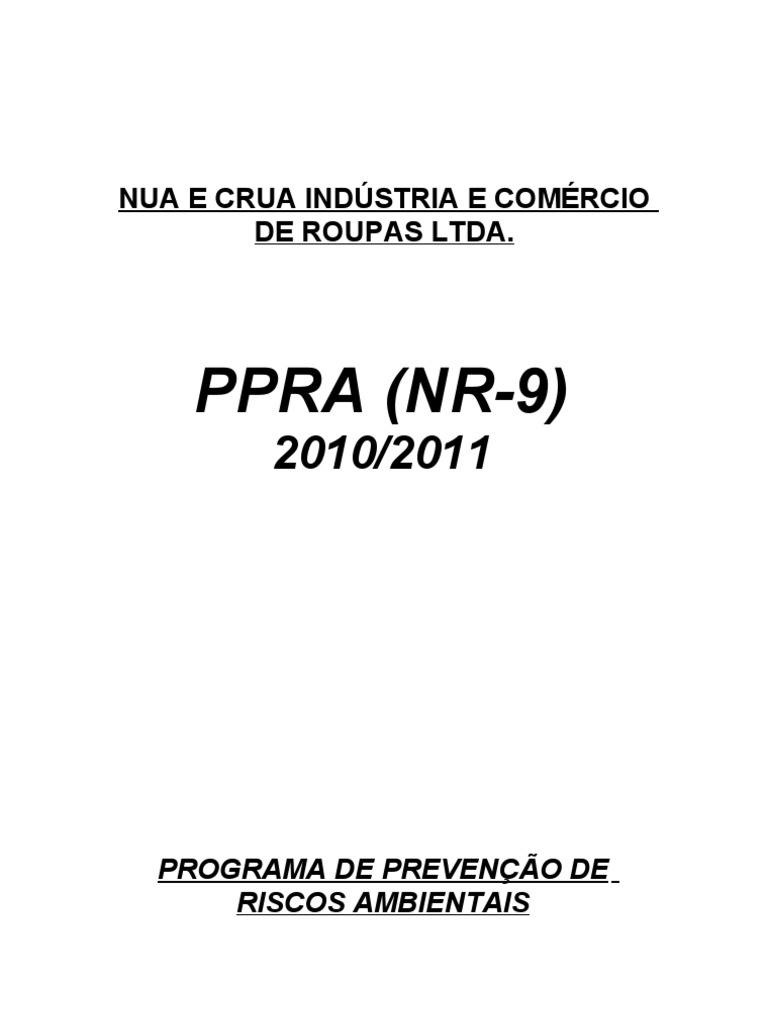 PPRA Modelo - Loja | PDF | Ambiente natural | Planejamento