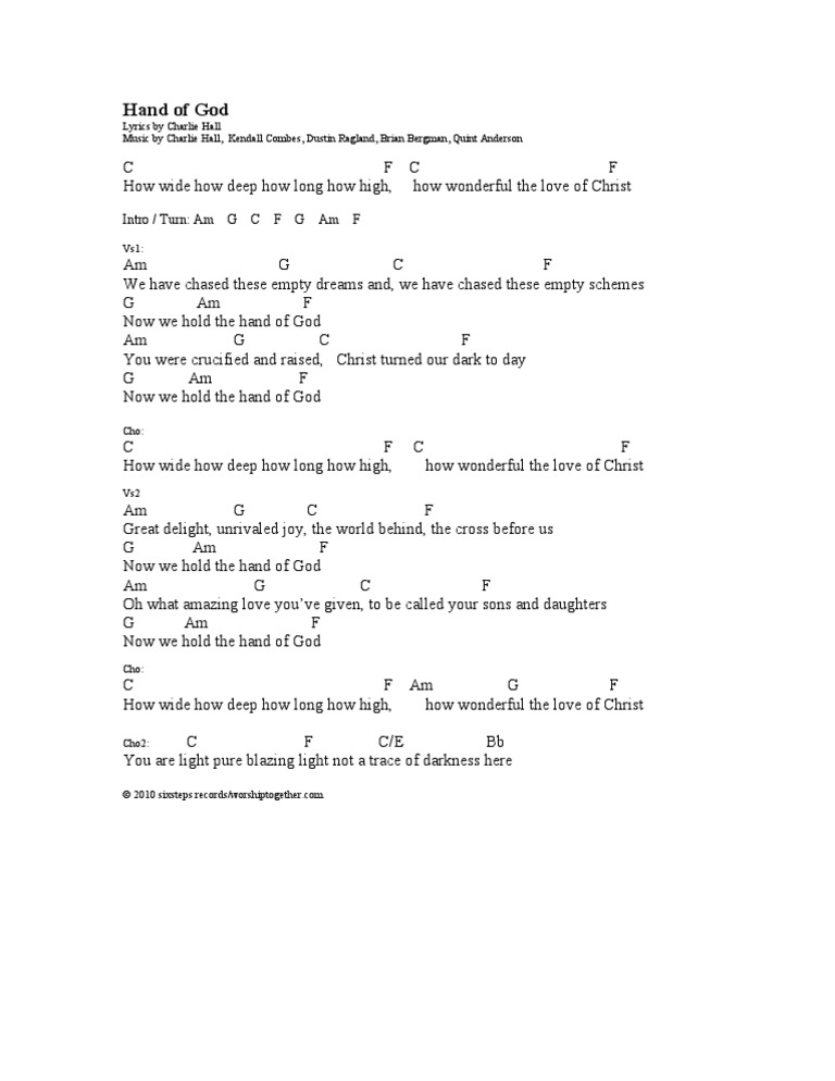 Hand of God Lyrics by Charlie Hall | PDF