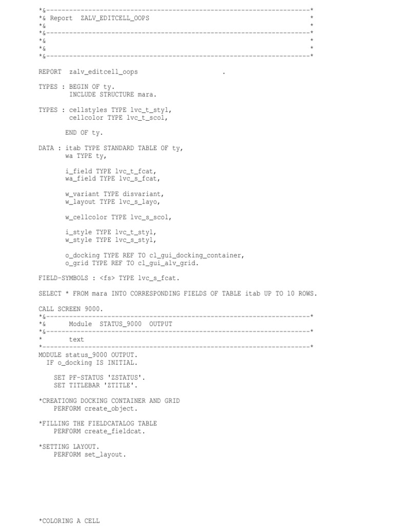Alv Oops One Cell Edit Color | PDF | Computer Programming | Computing Alv Oops One Cell Edit Color | PDF | Computer Programming | Computing
