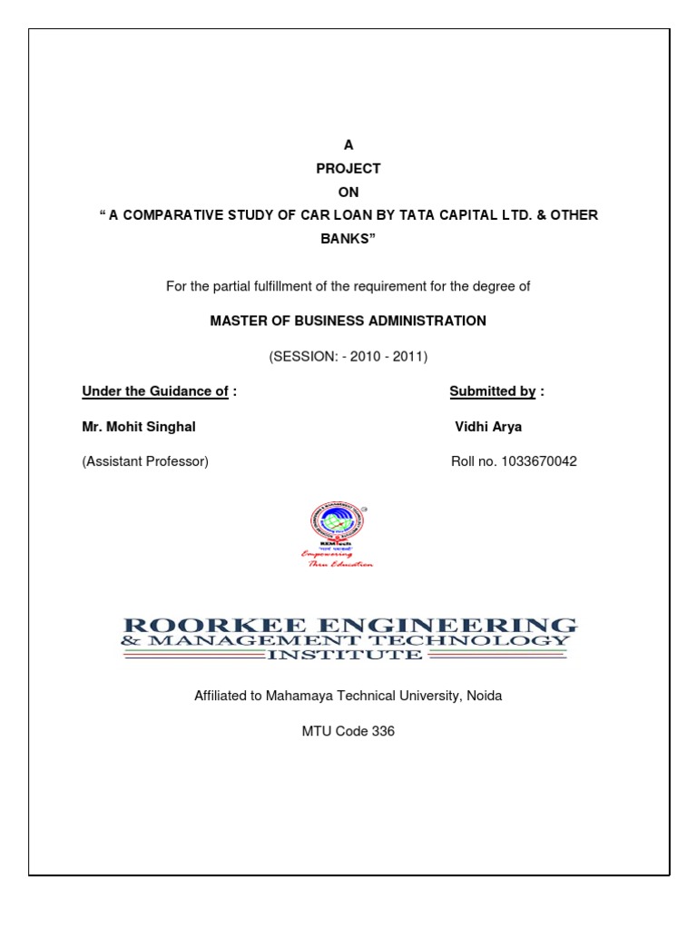 Project On Tata Finance | PDF | Loans | Financial Capital