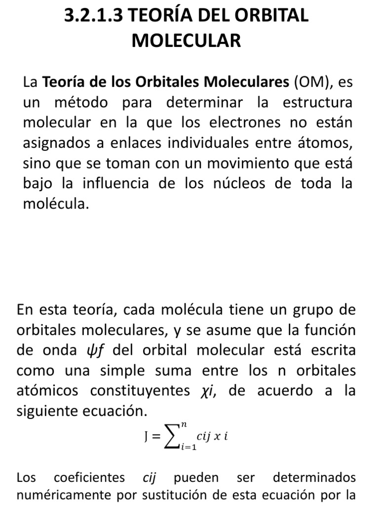 Teoria Del Orbital Molecular | PDF | Enlace químico | Atómico