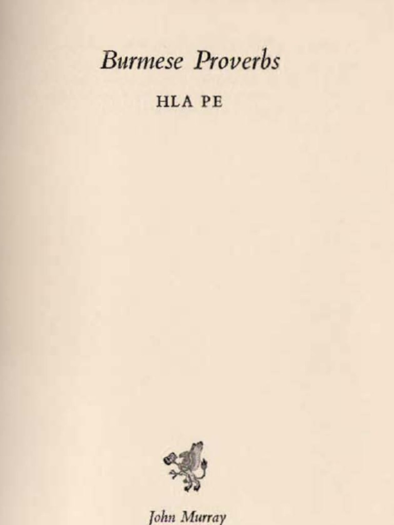 Burmese Proverbs-Hla Pe | PDF
