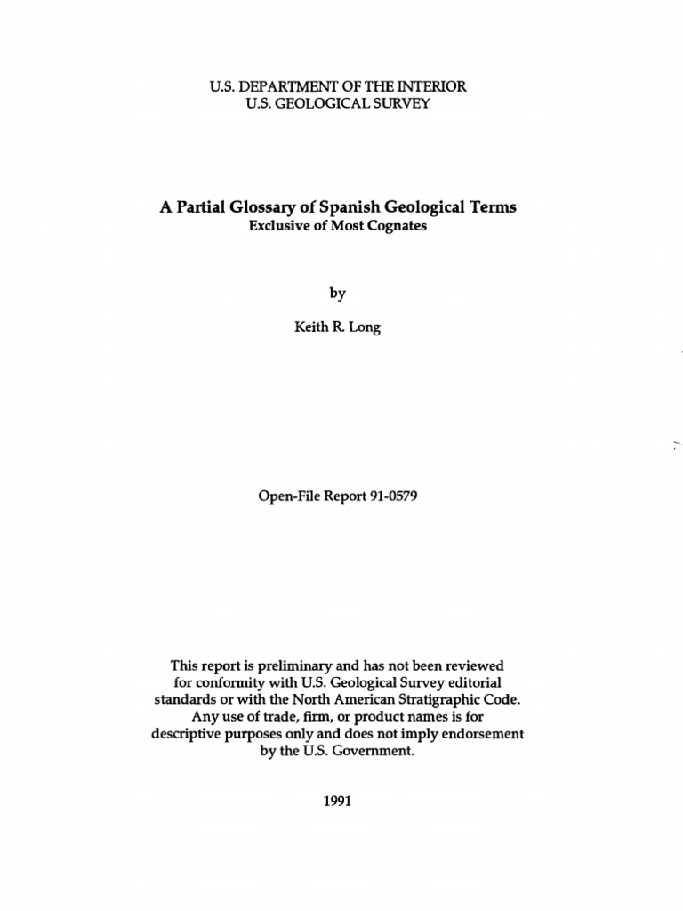 Partial Glossary of Spanish Geological Terms | Download Free PDF ...