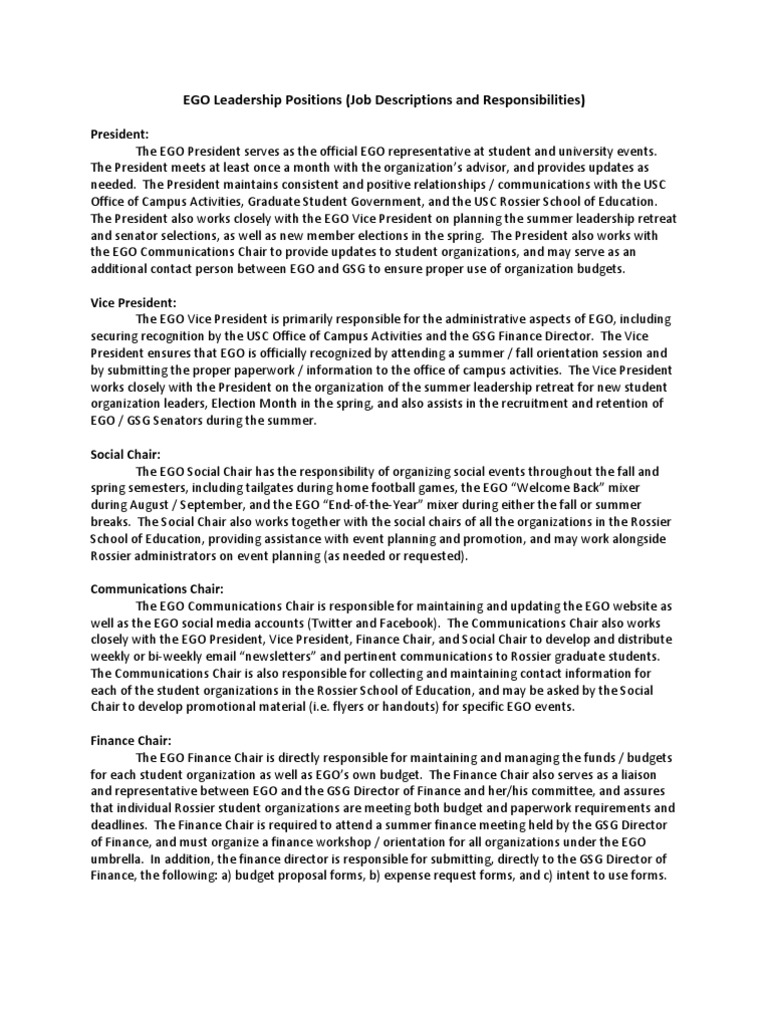 Position Descriptions | PDF | Public Sphere | Government