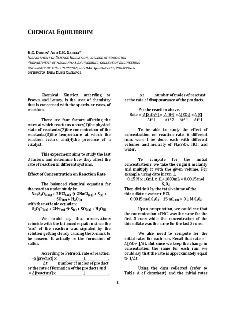 Chem 17 RDR 3 - Chemical Kinetics | PDF | Reaction Rate | Chemical Kinetics