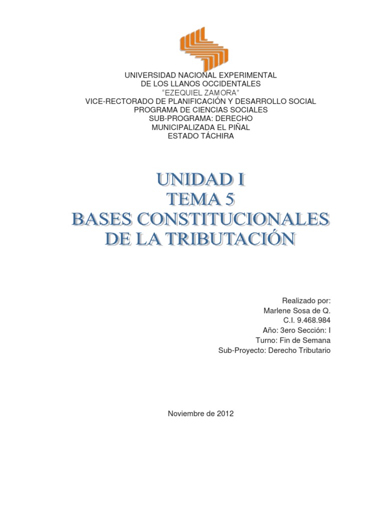 BASES CONSTITUCIONALES DE LA TRIBUTACION Mar | PDF | Constitución ...