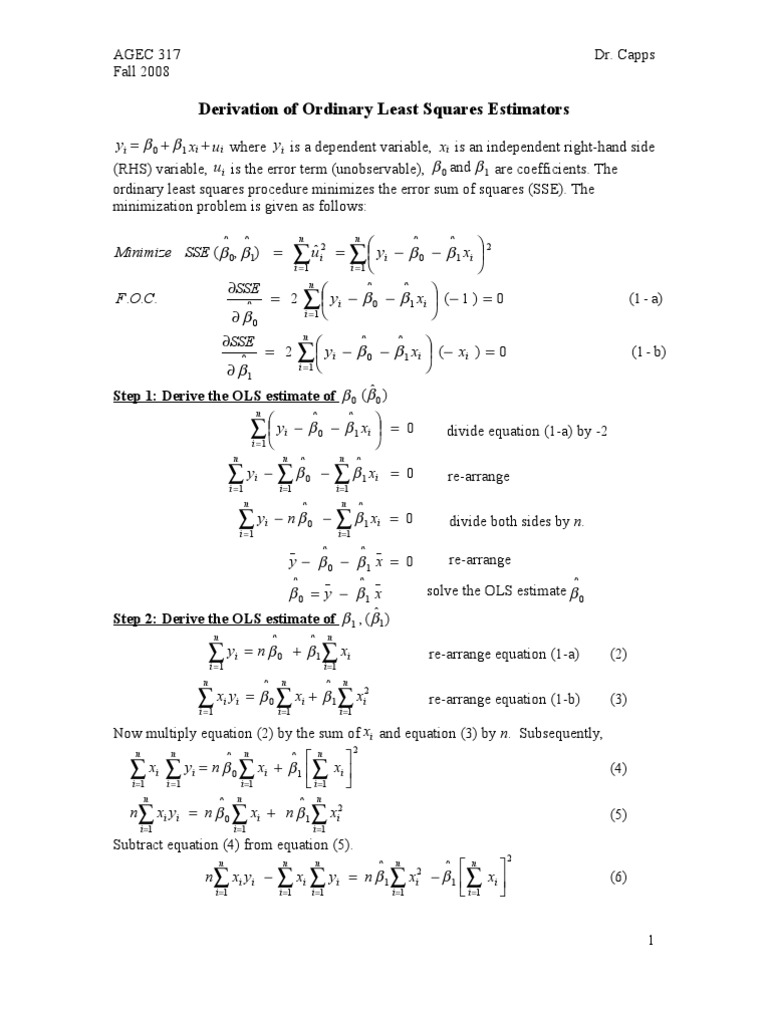 Ols Proof | PDF | Ordinary Least Squares | Summation