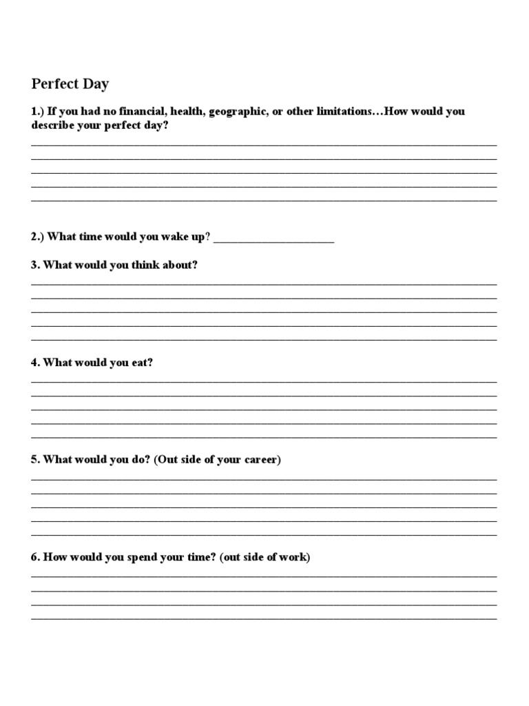 Perfect Day Worksheet | PDF | Economies | Business
