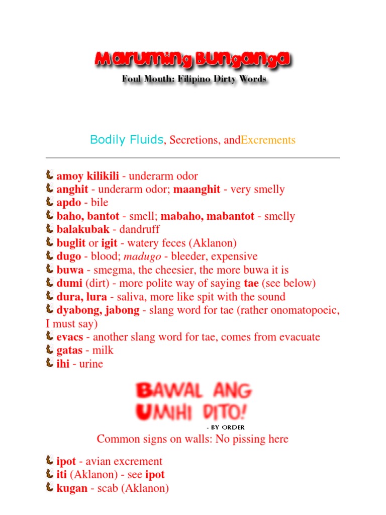 Filipino Dirty Words | PDF | Animal Reproductive System | Sexual ...
