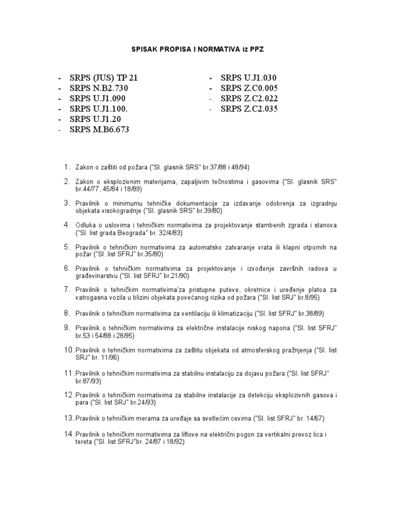 Standardi I Propisi Iz PPZ | PDF