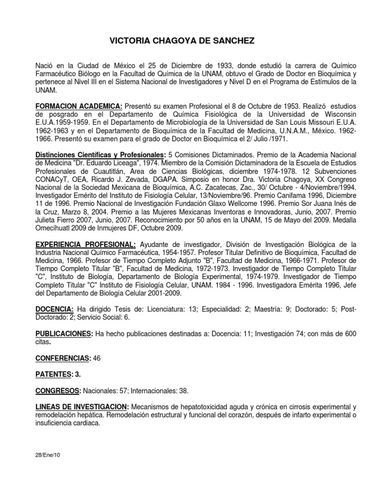 Perfil profesional y logros académicos y científicos de la Dra ...