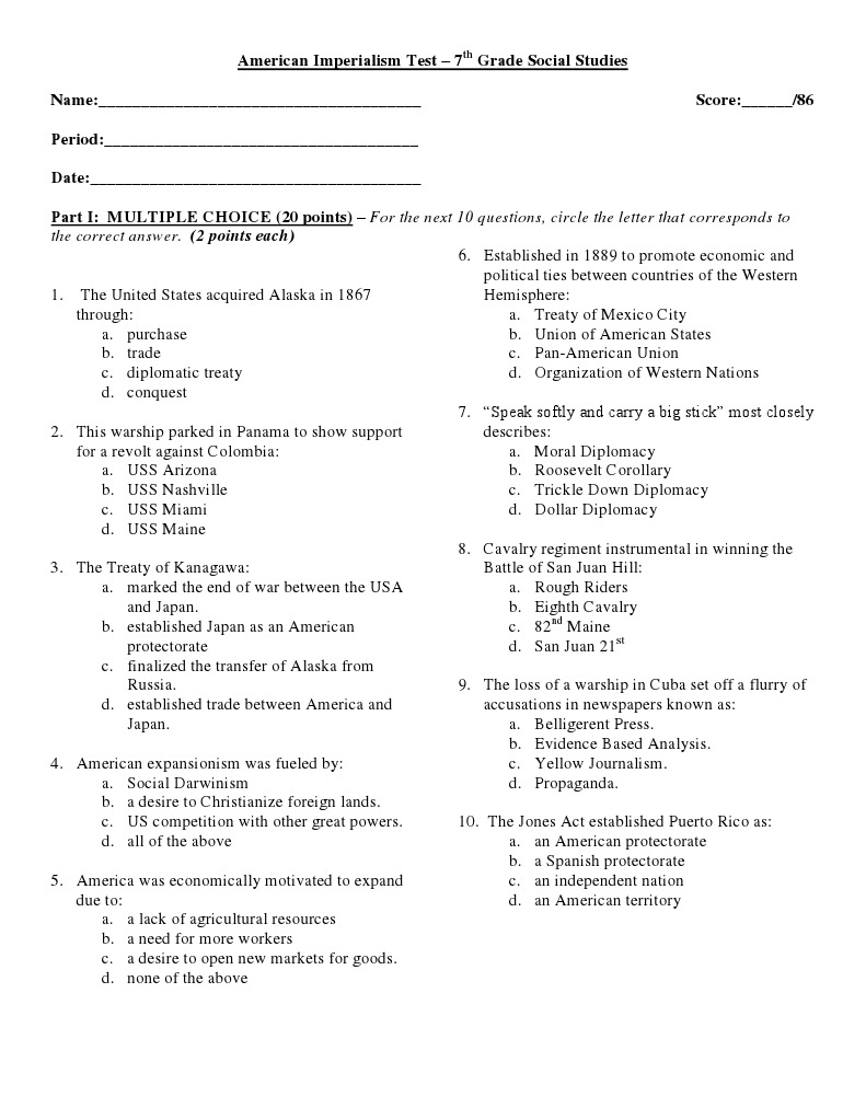 American Imperialism Test | PDF | The United States | Imperialism