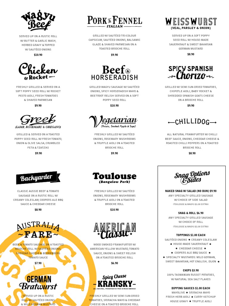 SnagStand - Print.menu - Online Syd | PDF