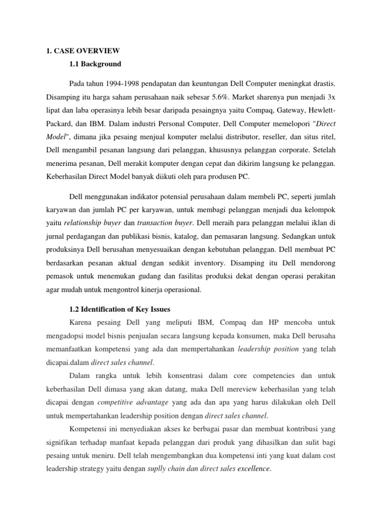 Strategi Sukses Dell: Model Direct dan Keunggulan Kompetitif | PDF