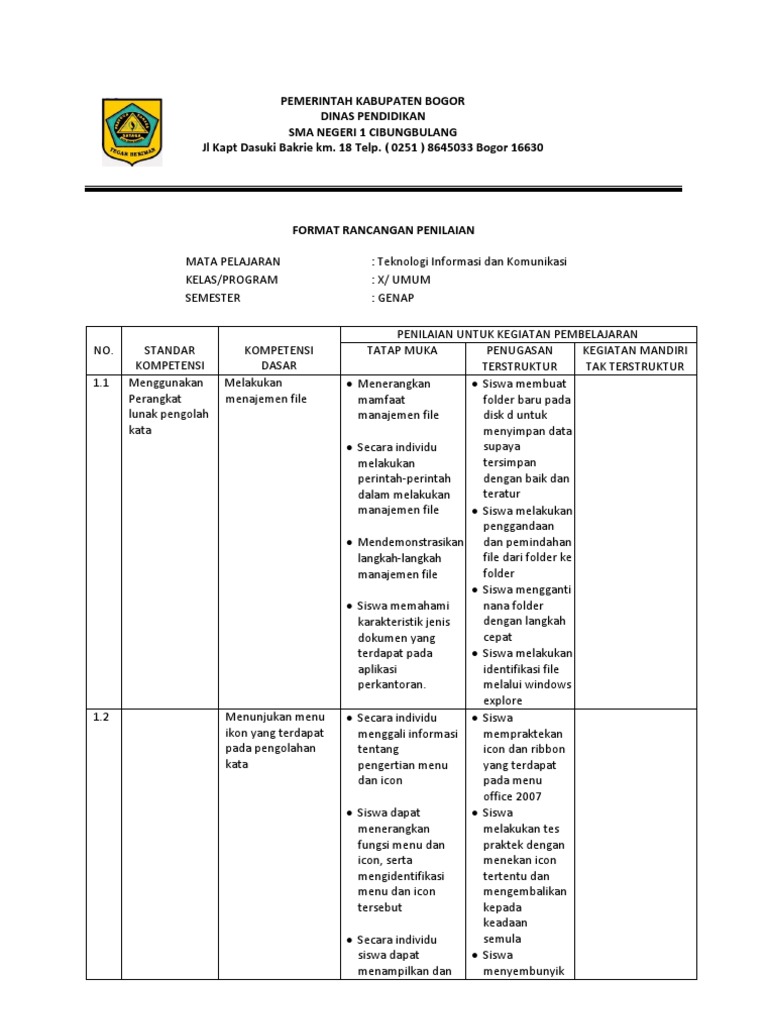Format Rancangan Penilaian Baru | PDF
